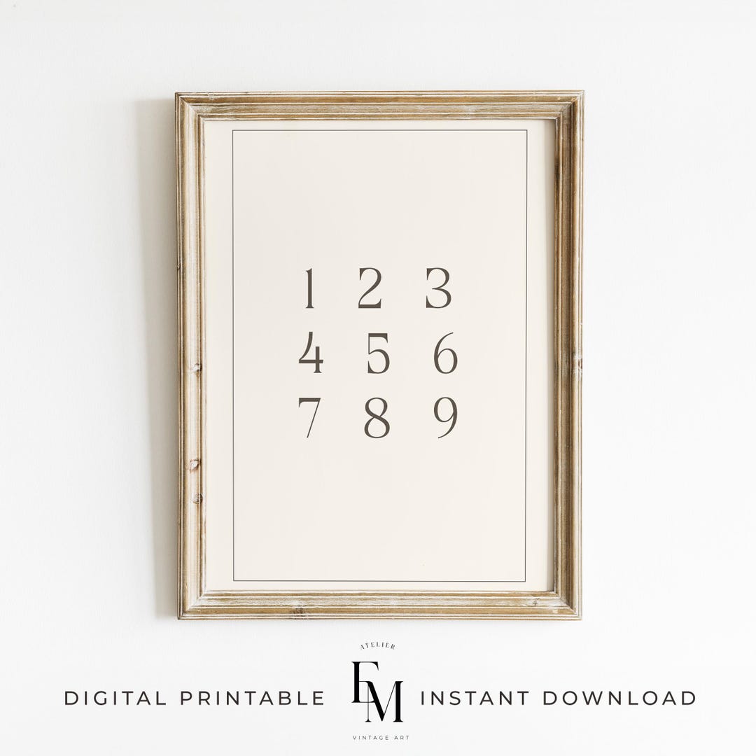 Numbers Print Counting 1-9 Poster Timeless Kids Room Decor Classic ...
