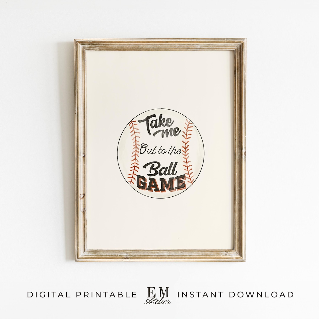Take Me Out to the Ball Game Poster Baseball Wall Art Quote Boys ...
