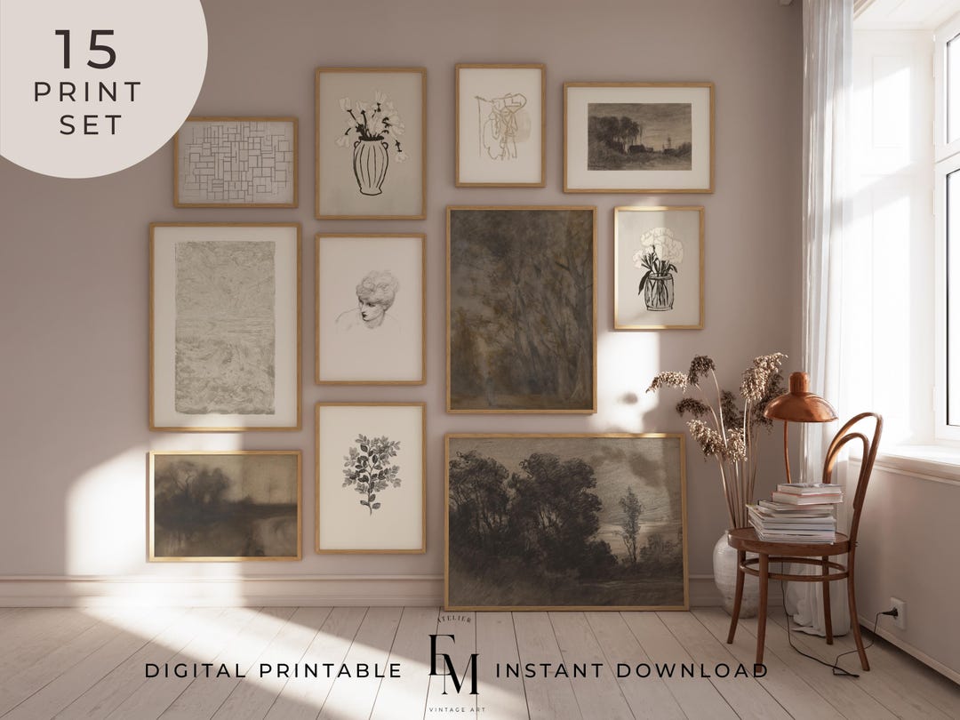 Neutral Gallery Wall Art Set of 15 Neutral Art Prints Earth-tones Home ...
