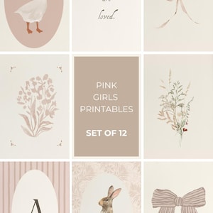 Pink Girl Nursery Gallery Wall Set Pink Girls Room Prints Set Girls ...