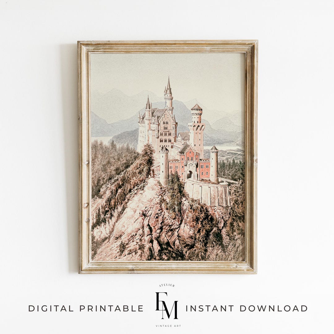 Vintage Castle Print Princess Wall Art Coquette Girls Room Decor Baby ...