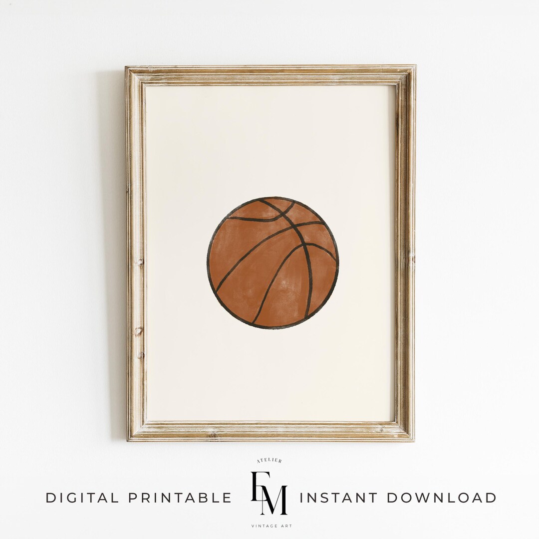 Basketball Ball Poster Vintage Basketball Print Boys Room Decor Sports ...