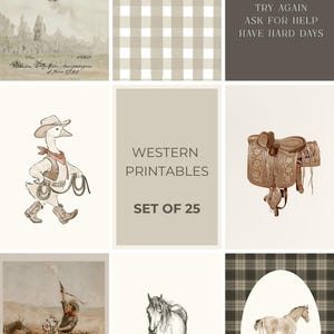 Western Gallery Wall Set of 25 Cowboy Prints Big Boy Room Decor Vintage ...