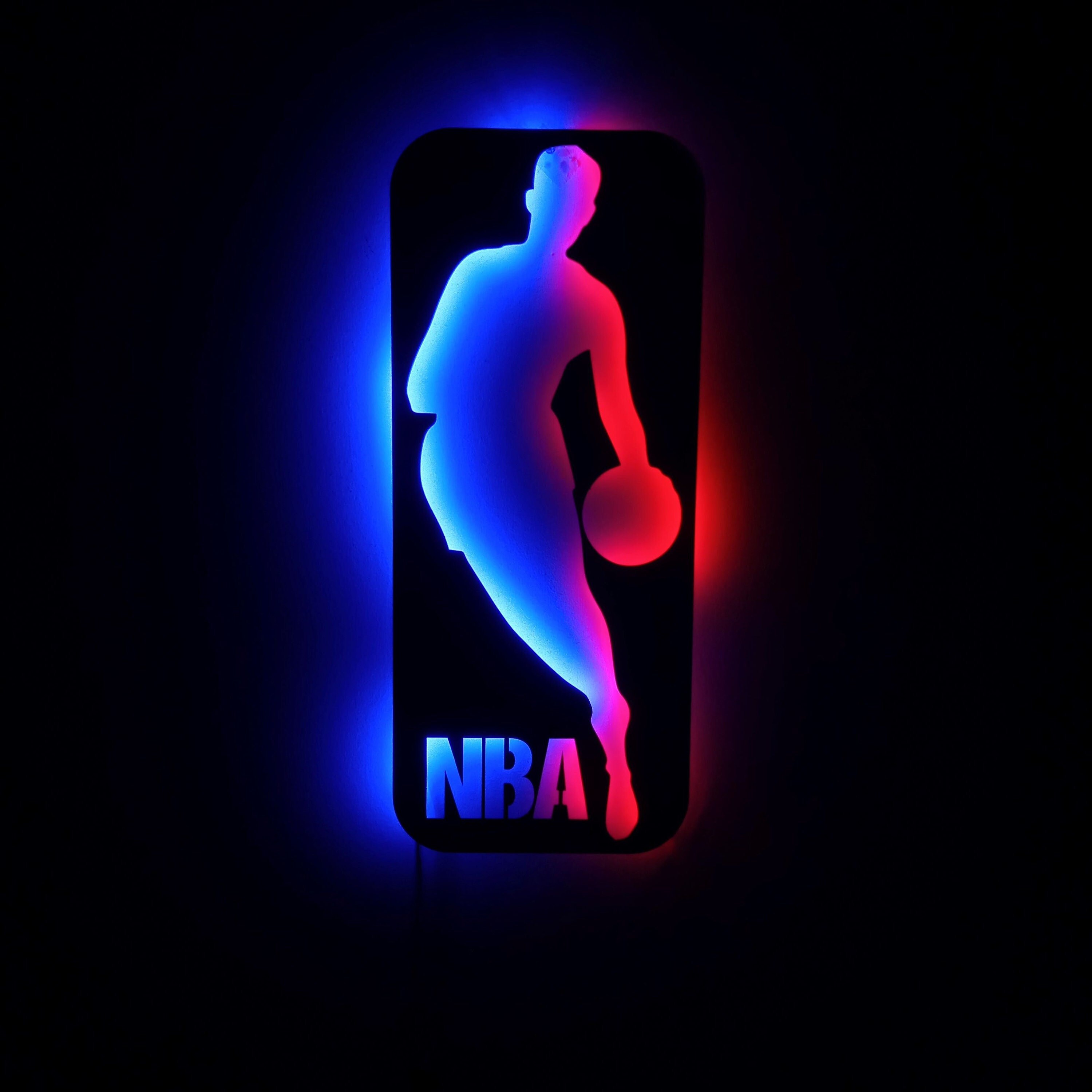 Metal NBA Led Lighted Sign Wall Art, Basketball Fan, Basketball Wall ...