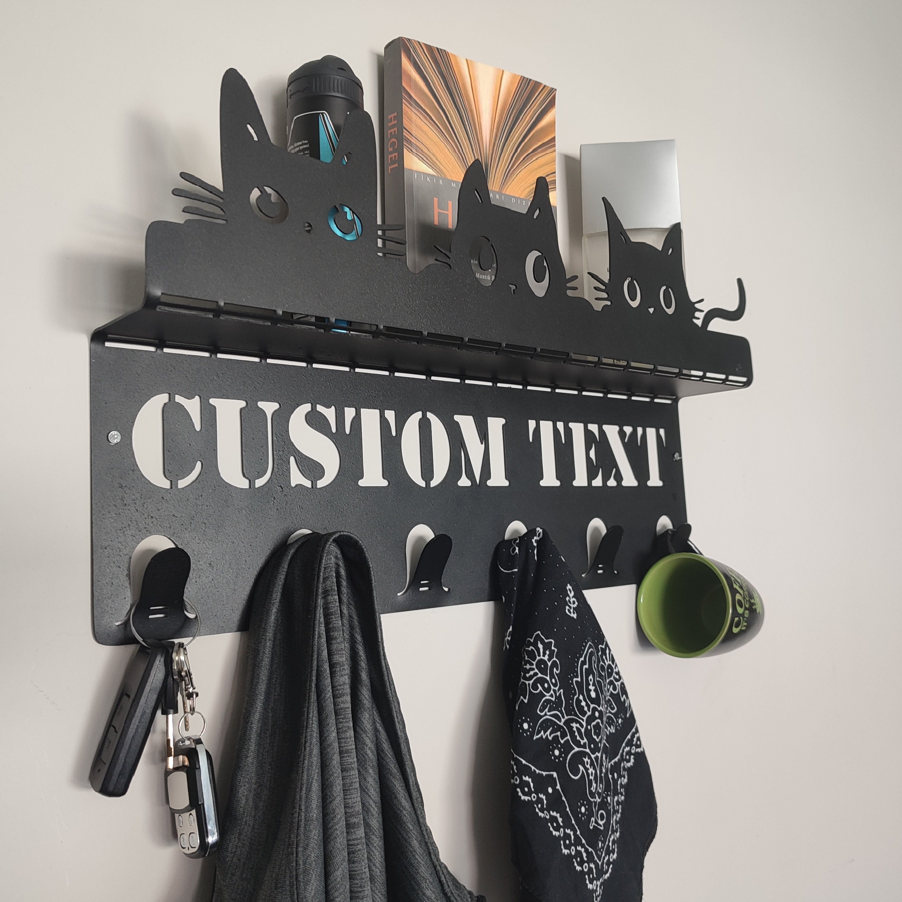 Personalized Metal Cat Shelf With Hanger, Custom Bookshelf, Custom Key ...