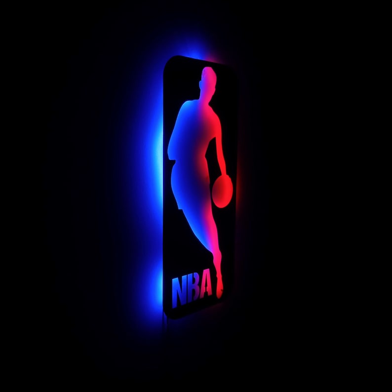 Metal NBA Led Lighted Sign Wall Art, Basketball Fan, Basketball Wall ...