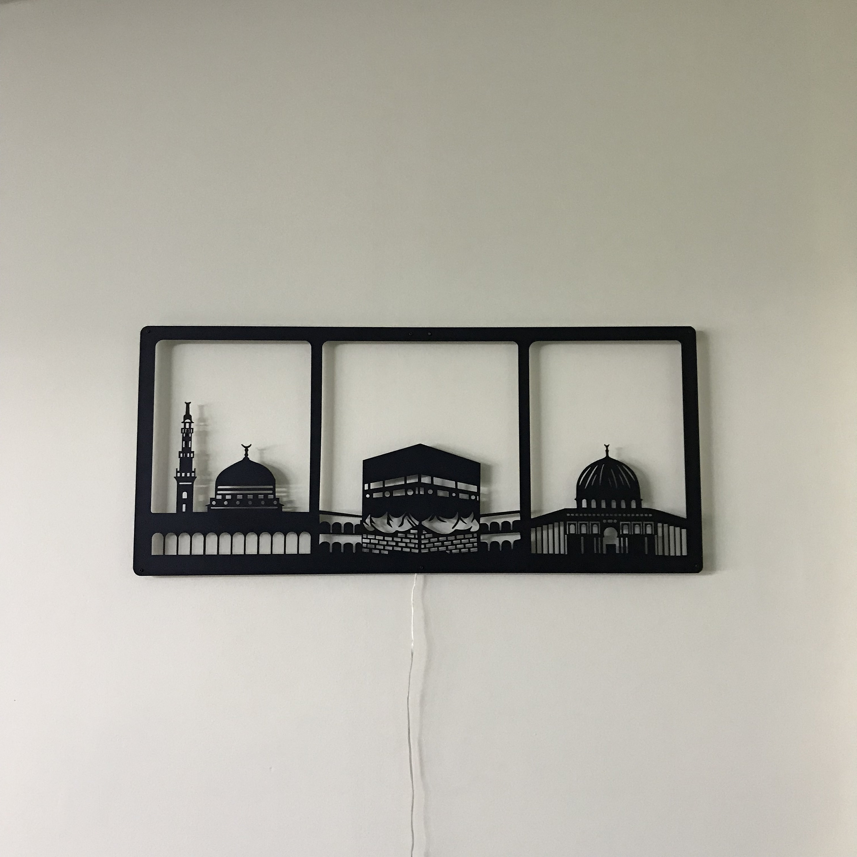 Metal Led Lighted Islamic Wall Art, Kaaba, Masjid Al Aqsa, Masjid an ...