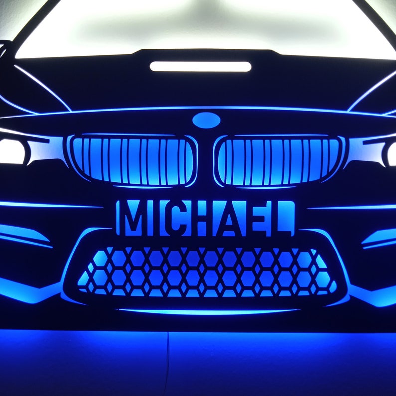 Personalized Metal LED Lighted BMW M4 Sign, Car Led Sign, Garage ...