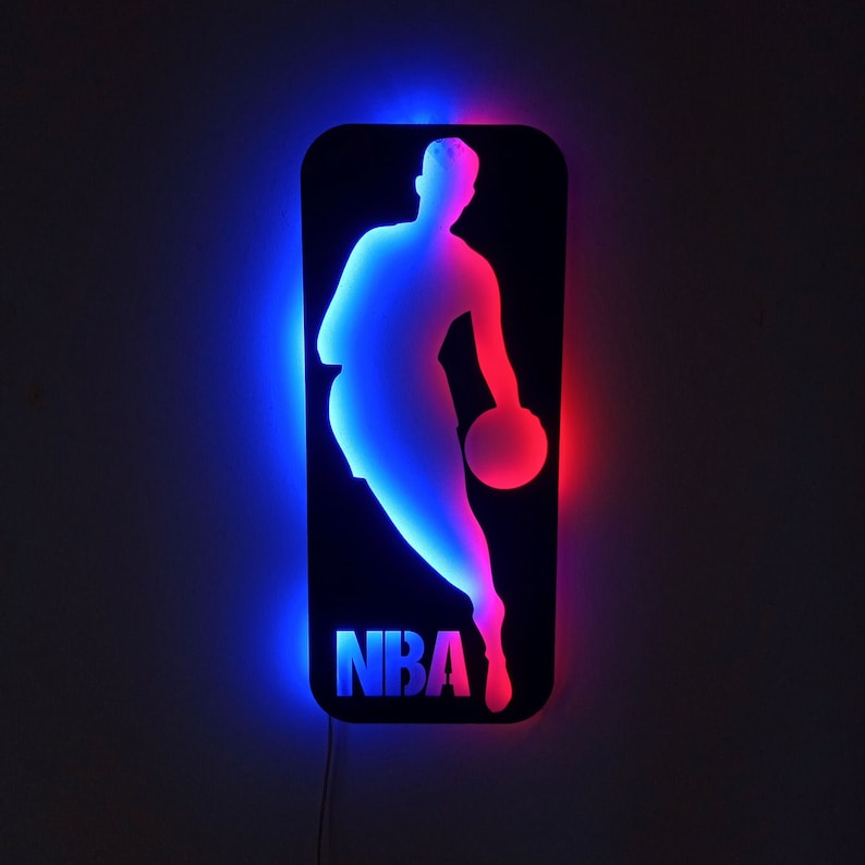 Metal NBA Led Lighted Sign Wall Art, Basketball Fan, Basketball Wall ...