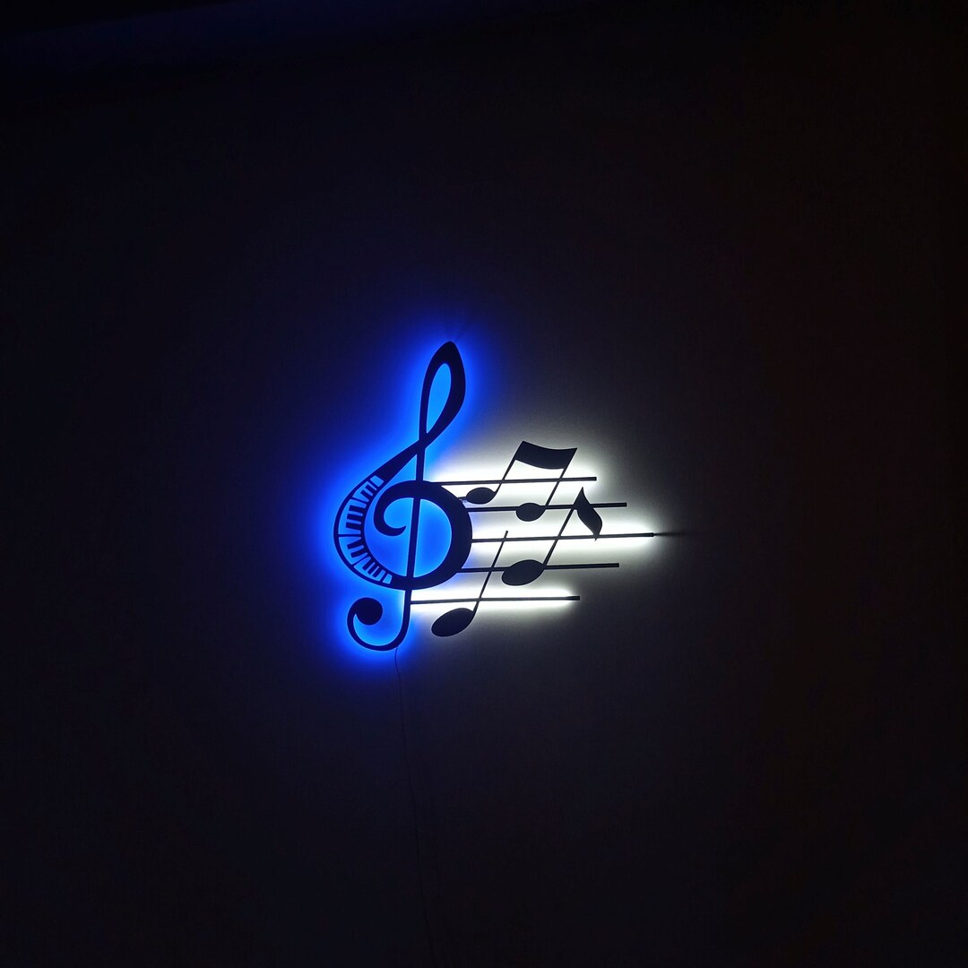 Music Metal Led Lighted Wall Art, Sol Key Notes Led Sign, Treble Clef ...