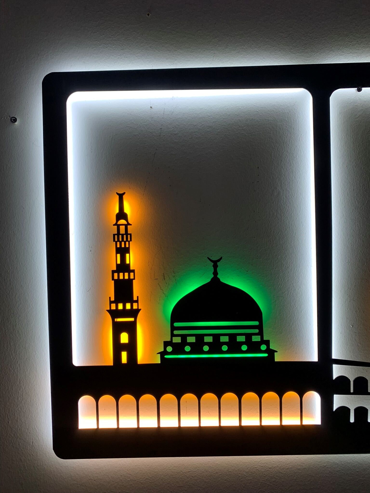 Metal Led Lighted Islamic Wall Art, Kaaba, Masjid Al Aqsa, Masjid an ...