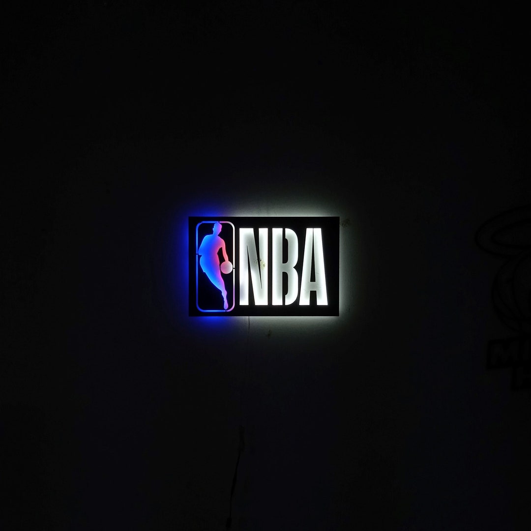 Metal NBA Led Lighted Sign Wall Art, Basketball Fan, Basketball Wall ...