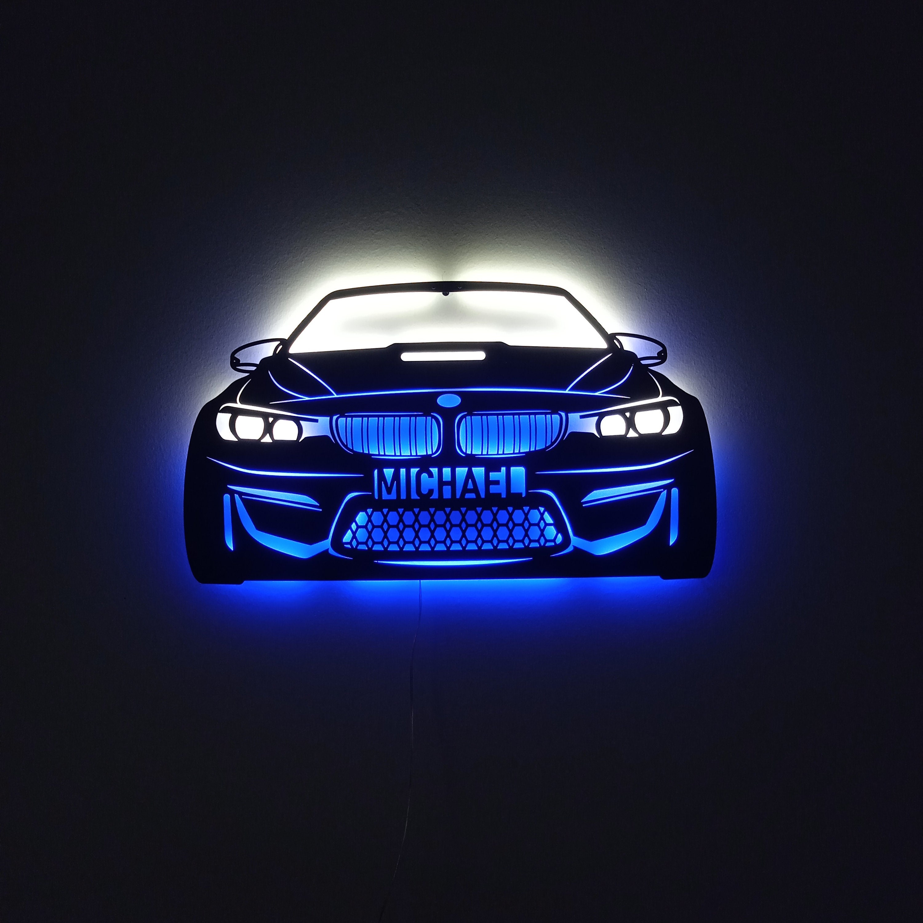 Personalized Metal LED Lighted BMW M4 Sign, Car Led Sign, Garage ...