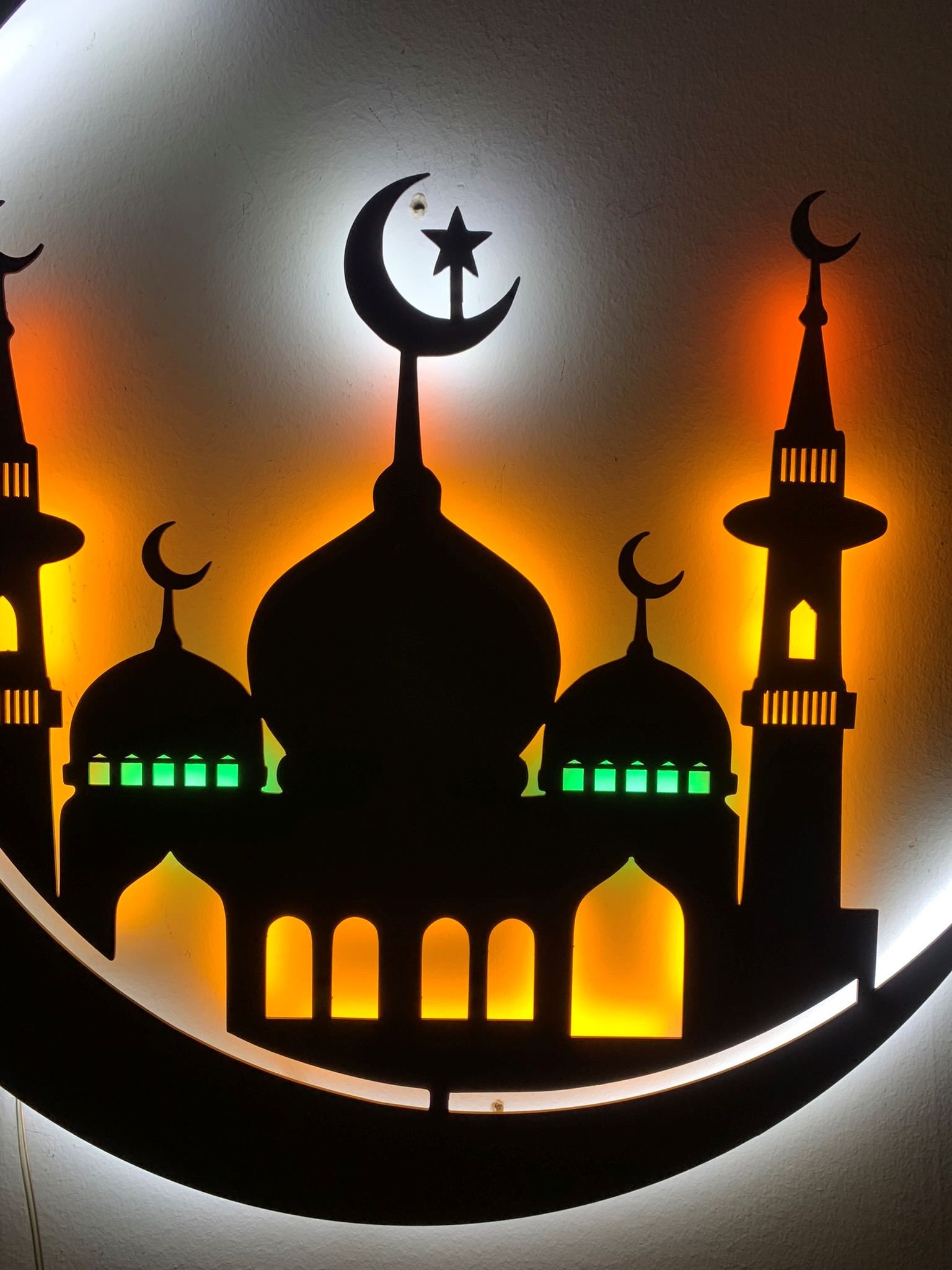 Metal Led Lighted Crescent Mosque Islamic Wall Art, Masjid, Islamic ...
