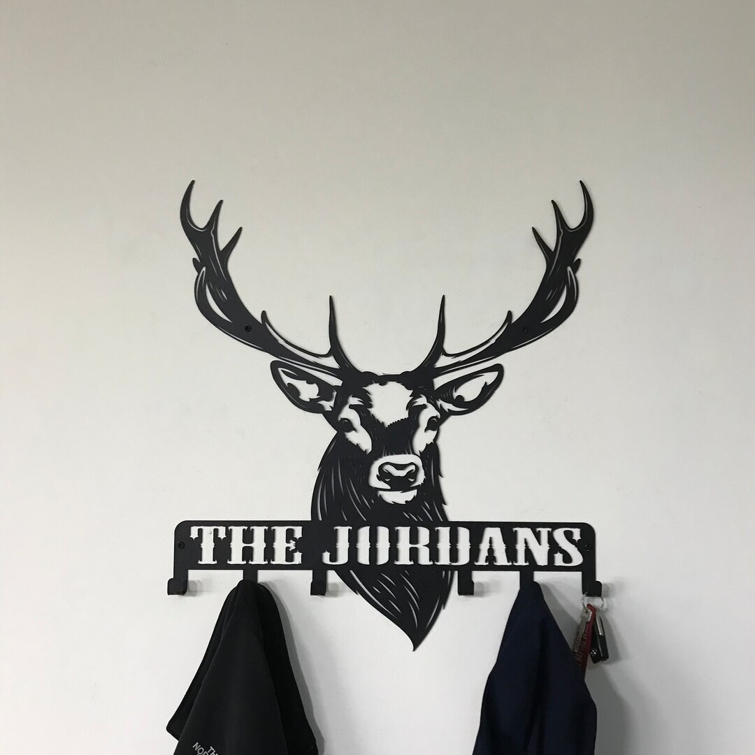 Deer Head Hanger, Custom Metal Holder, Entryway Rack, Coat Rack, Deer ...