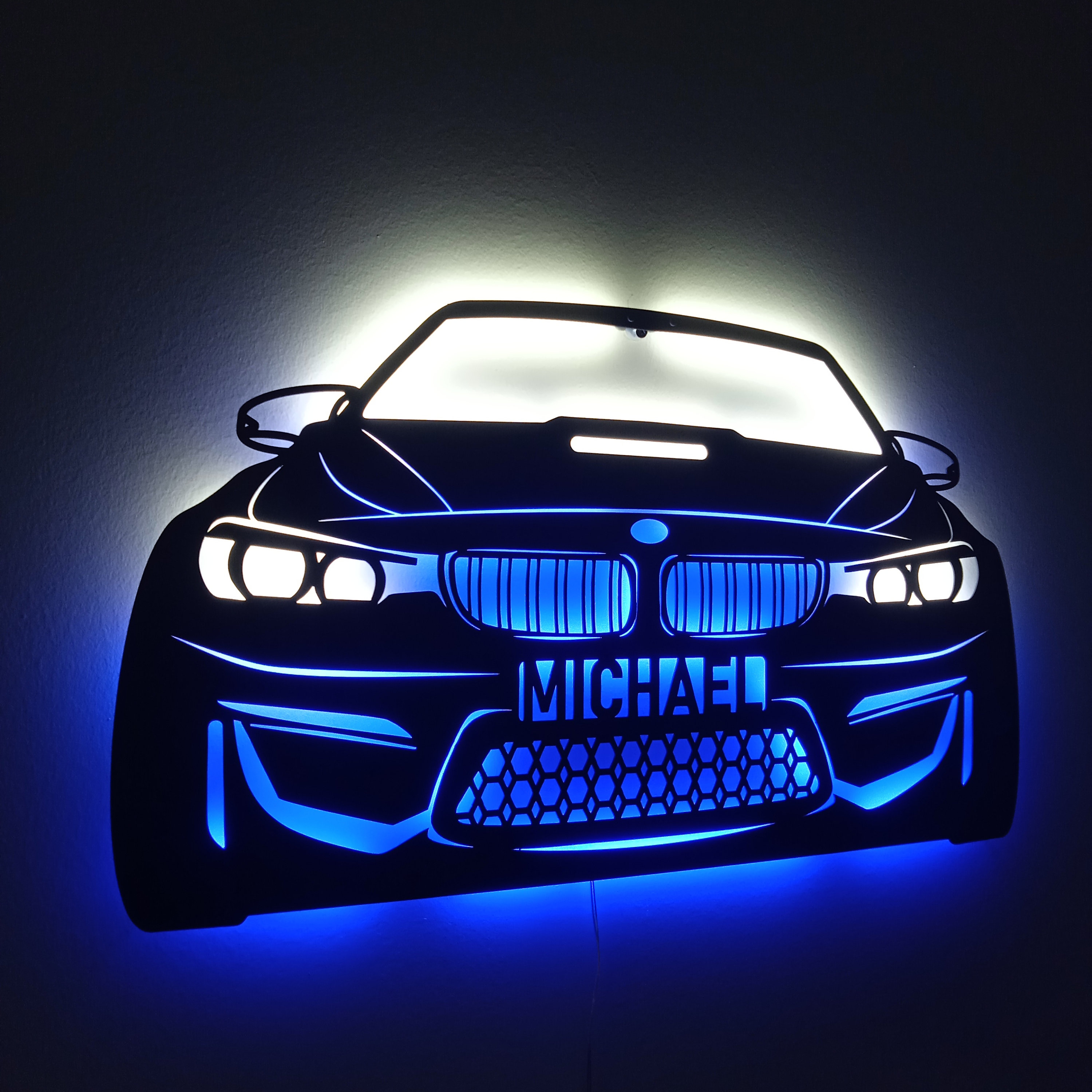 Personalized Metal LED Lighted BMW M4 Sign, Car Led Sign, Garage ...