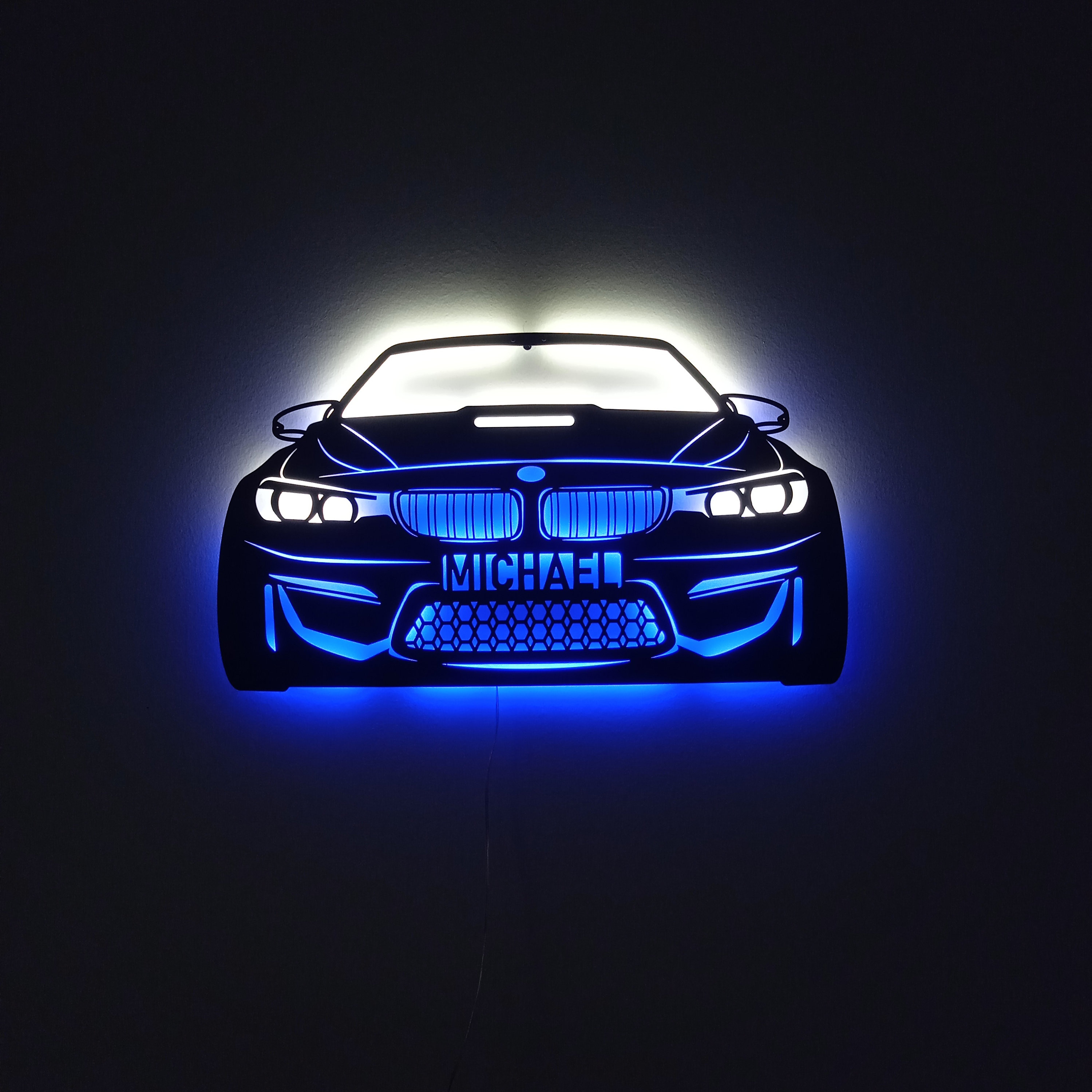 Personalized Metal LED Lighted BMW M4 Sign, Car Led Sign, Garage ...