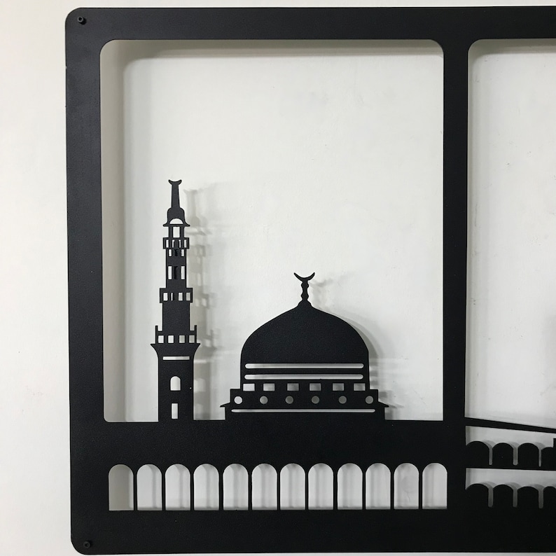 Metal Led Lighted Islamic Wall Art, Kaaba, Masjid Al Aqsa, Masjid an ...