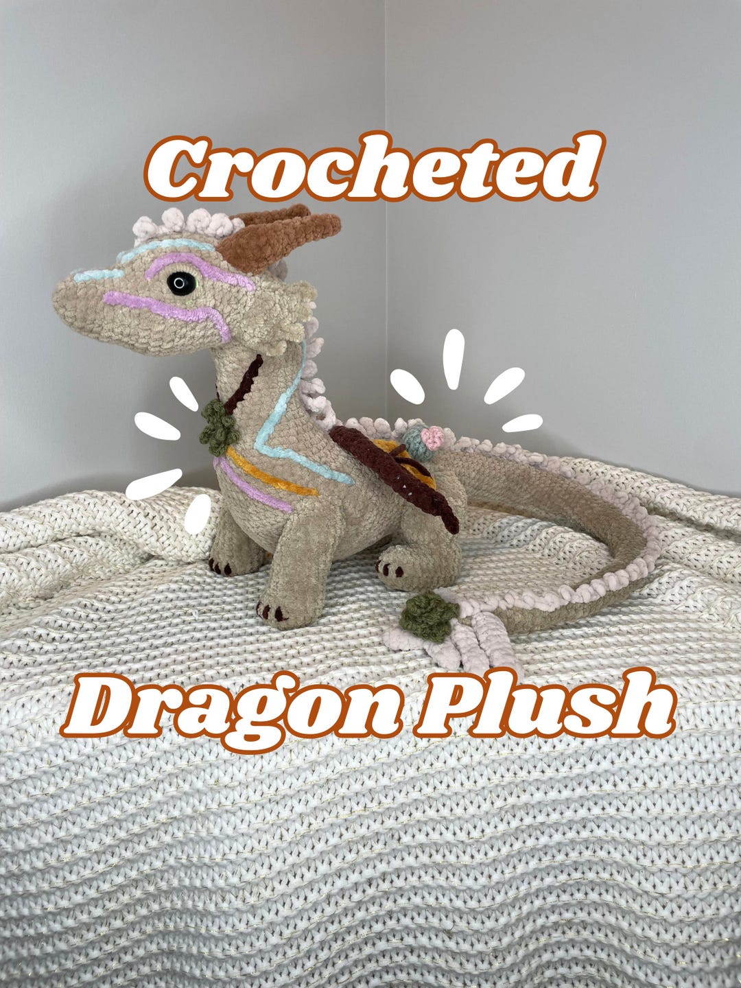 Crochet Desert Dragon Plushie: Handmade Polyester Stuffed Animal - Etsy