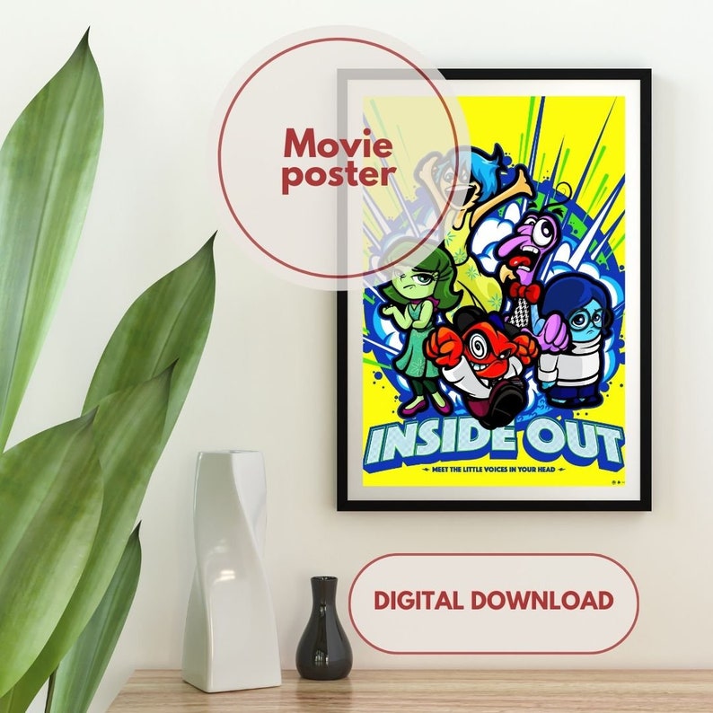 Inside Out Movie Poster High Quality Canvas Wall Art Movie 2024 Gift ...