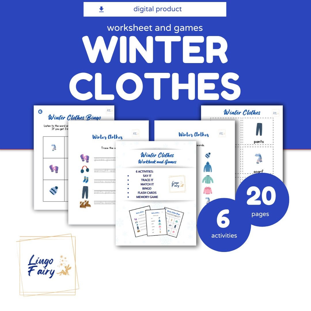 Winter Clothes Workbook Bingo Flash Cards Tracing Matching Memory Game ...