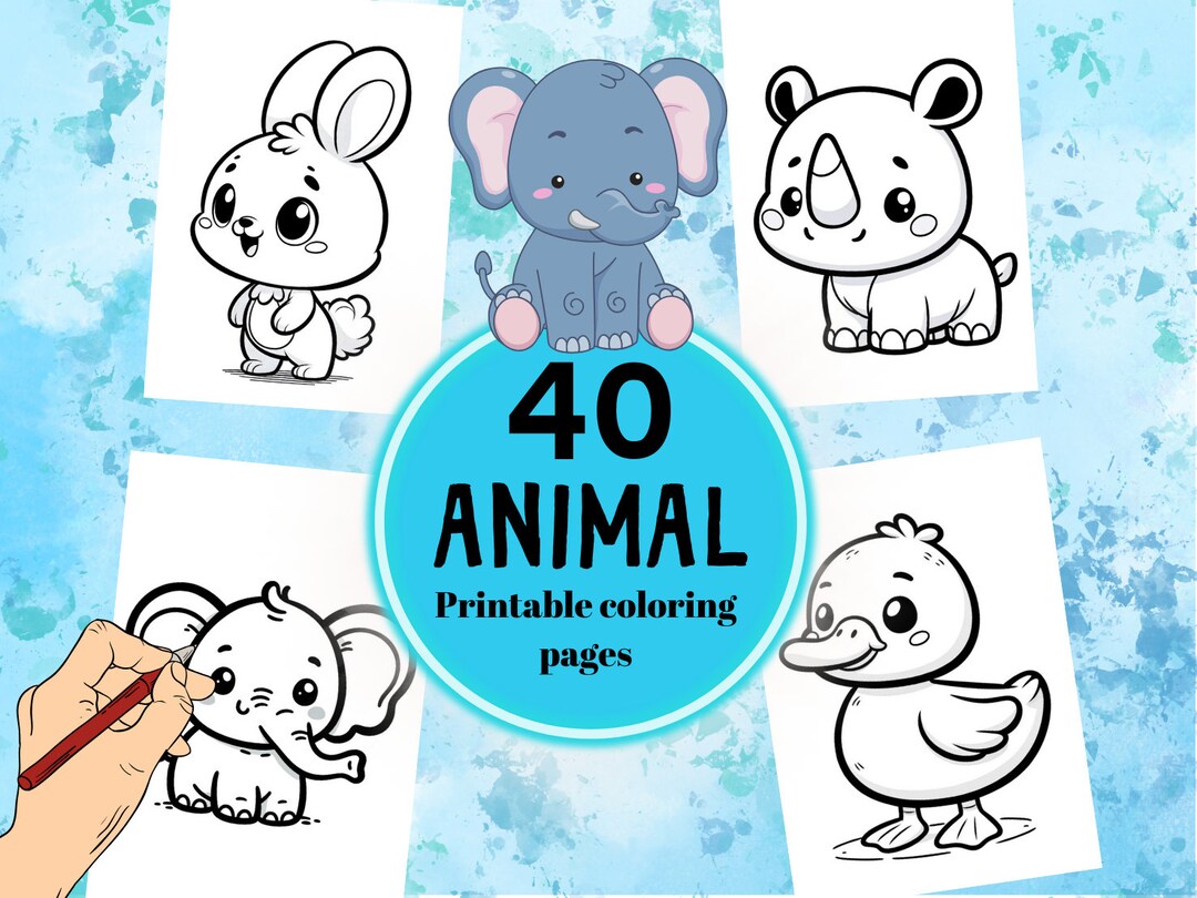 Kids' Animal Adventure Coloring PDF - Black and White Printable Fun ...