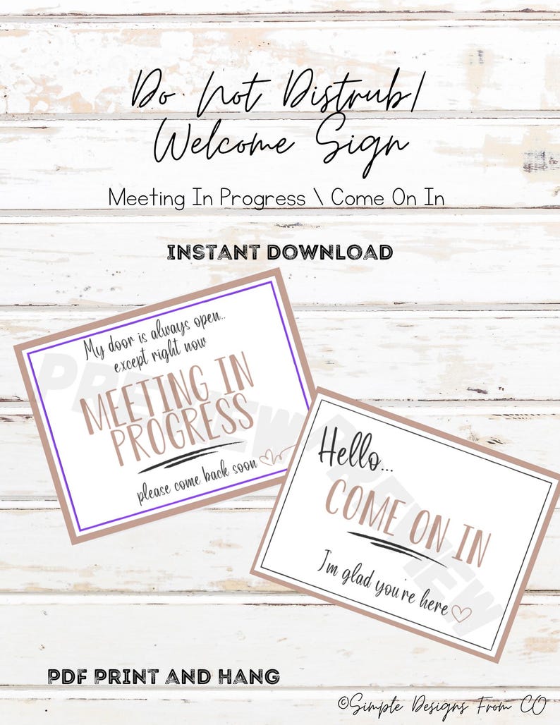 Do Not Disturb Door Sign Printable / Digital Download Work at Home Sign ...