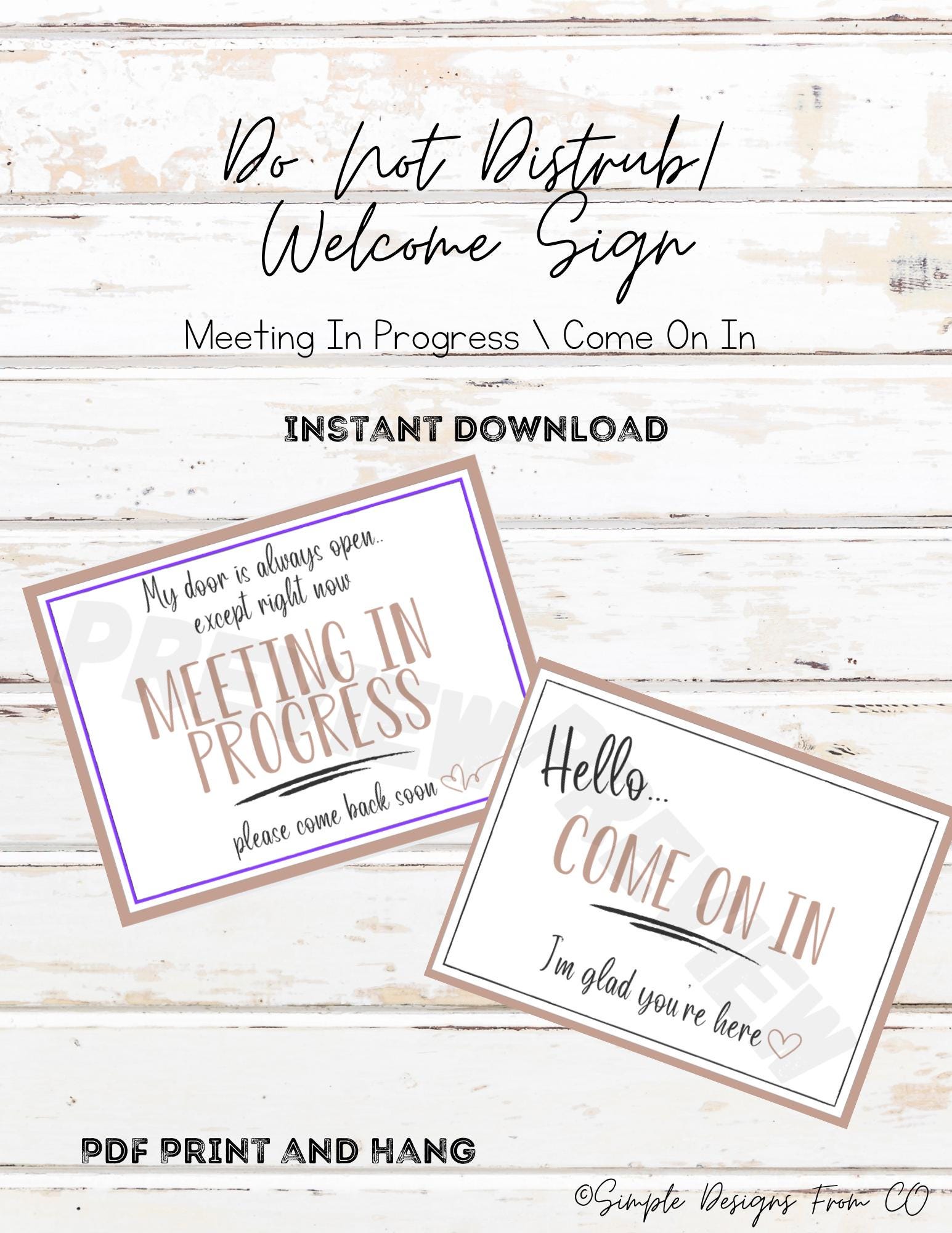 Do Not Disturb Door Sign Printable / Digital Download Work at Home Sign ...