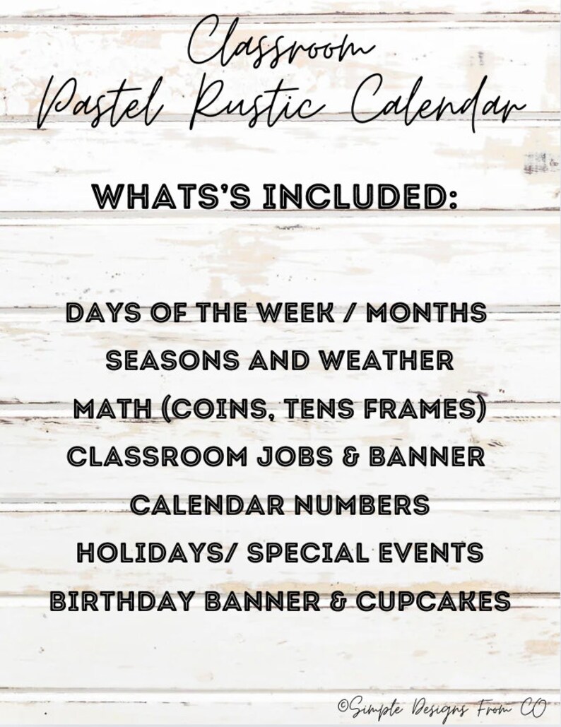 Rustic Pastel Calendar Kit - Birthdays, Seasons, Weather, Math ...