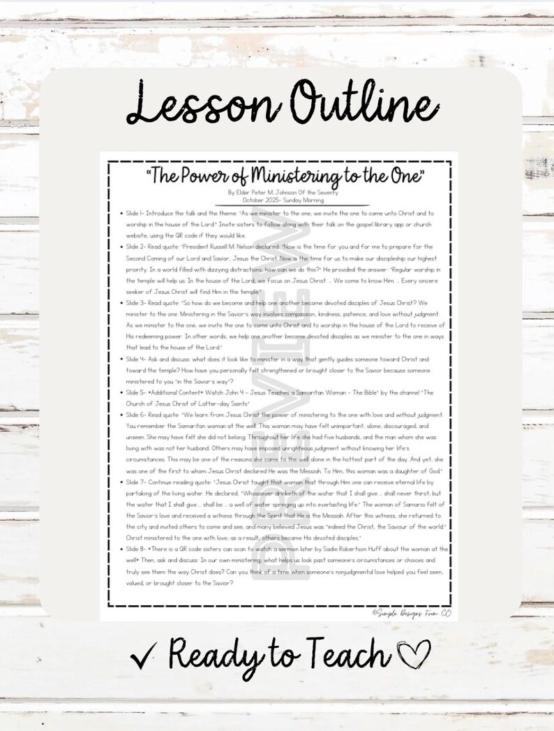 The Power of Ministering to the One by Elder Peter M. Johnson October ...