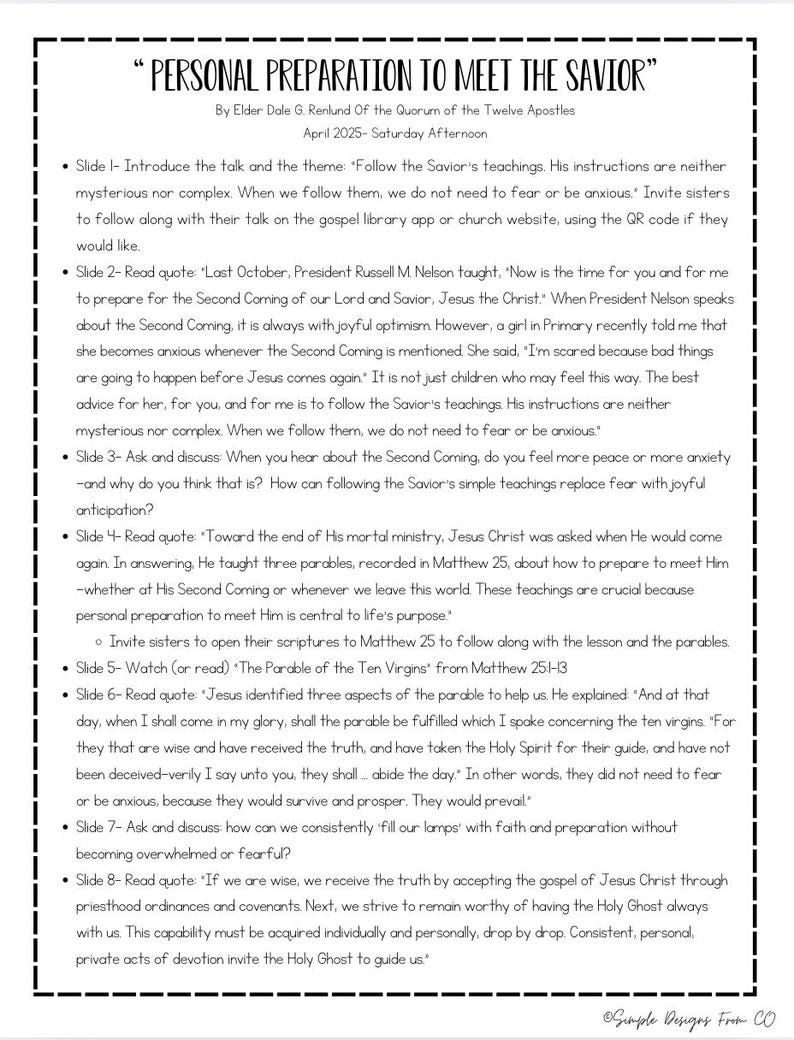 Personal Preparation to Meet the Savior by Elder Dale G Renlund April ...