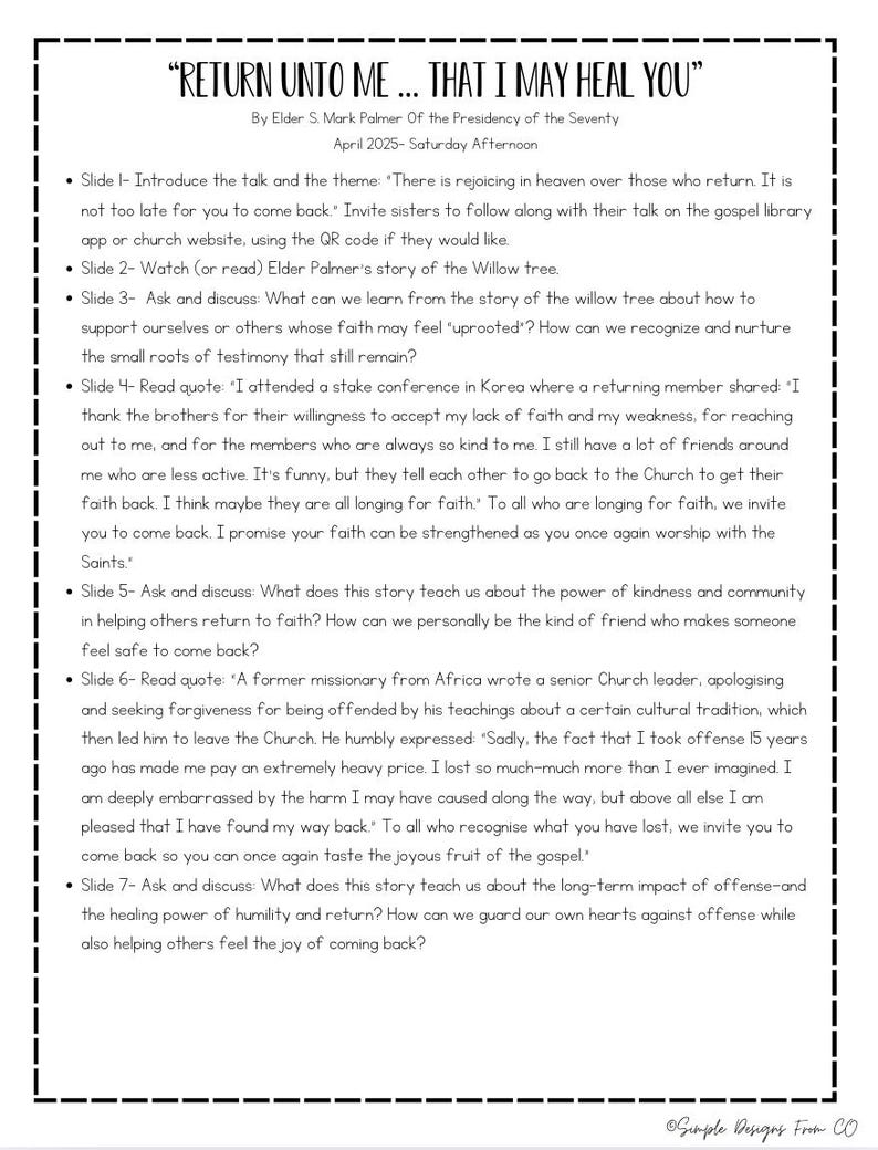 Return Unto Me That I May Heal You by Elder S. Mark Palmer General ...