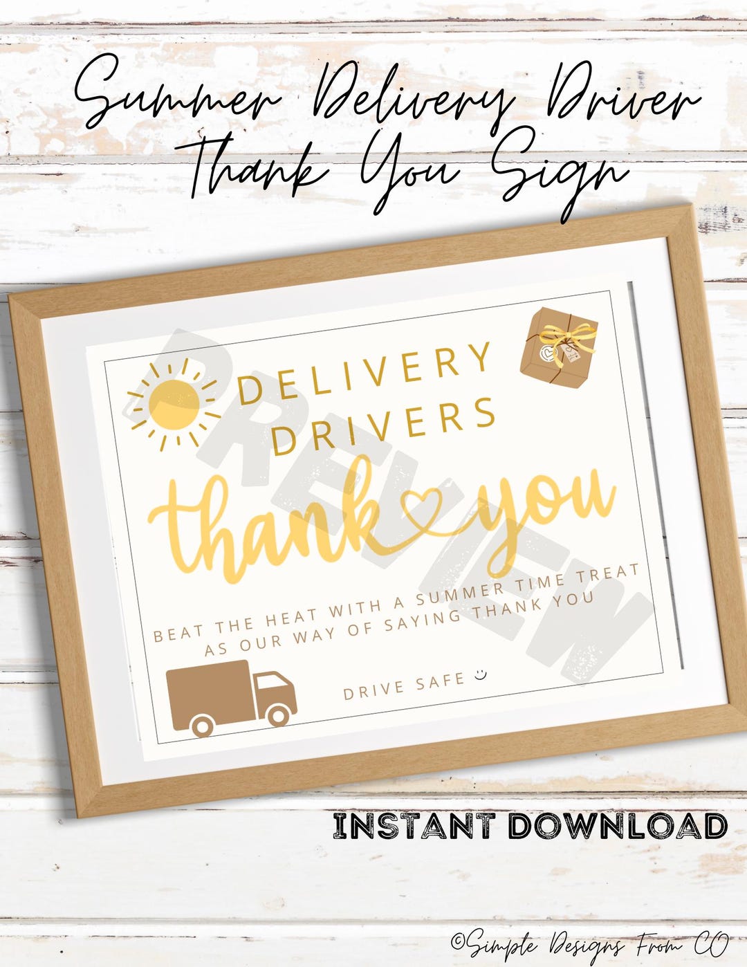 Summer Delivery Driver Thank You Sign, Delivery Driver Treat Sign ...