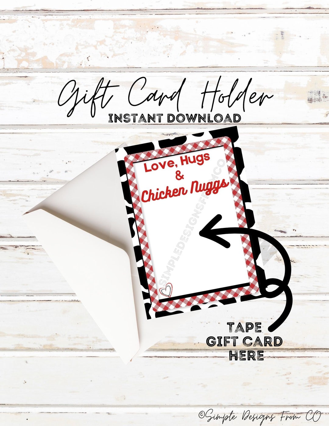 Chick-fil-a Gift Card Holder, love, Hugs, & Chicken Nuggs, Any Occasion ...
