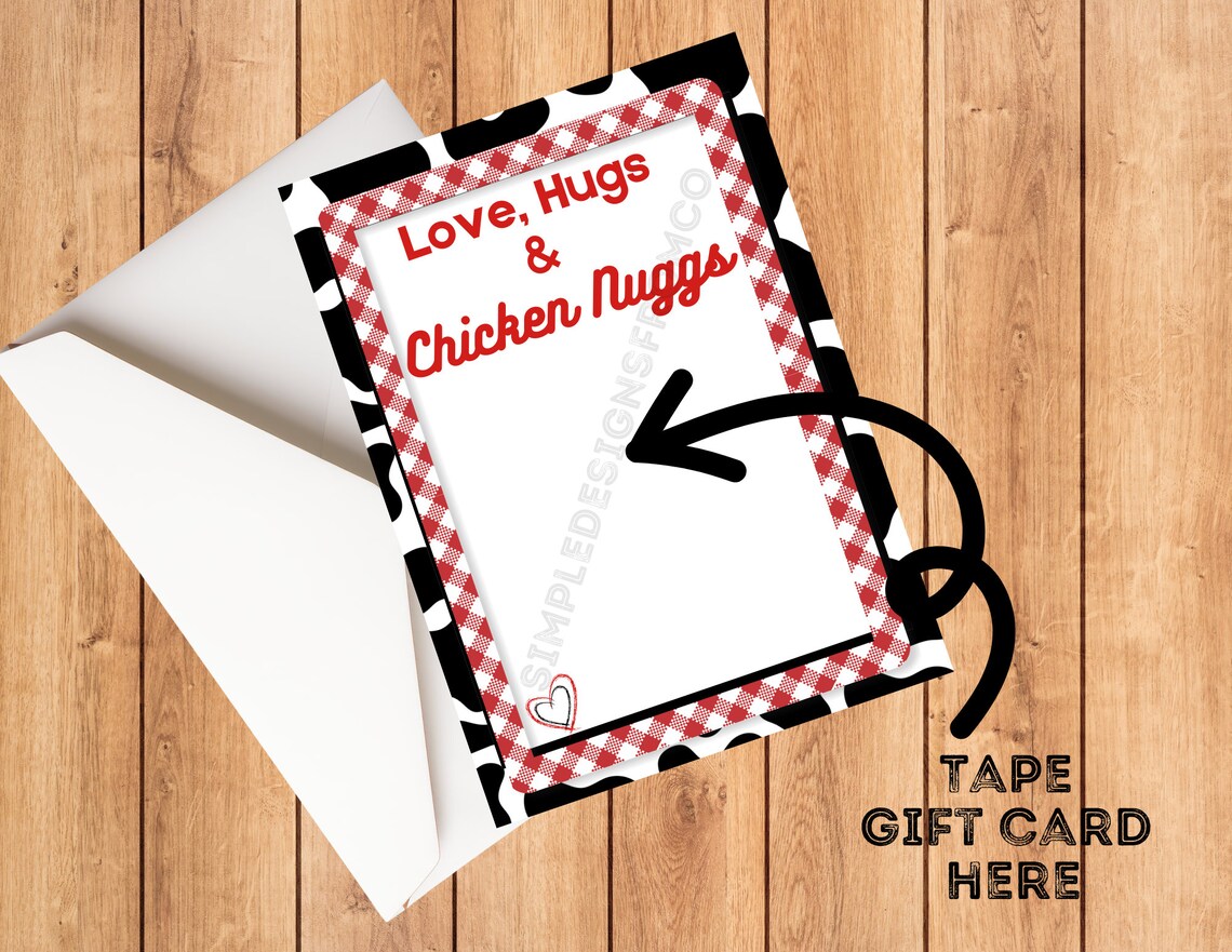 Chick-fil-a Gift Card Holder, love, Hugs, & Chicken Nuggs, Any Occasion ...