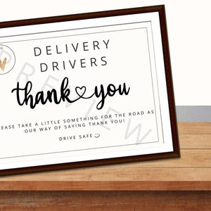 Delivery Driver Thank You Sign, Delivery Driver Snack Sign, Delivery ...