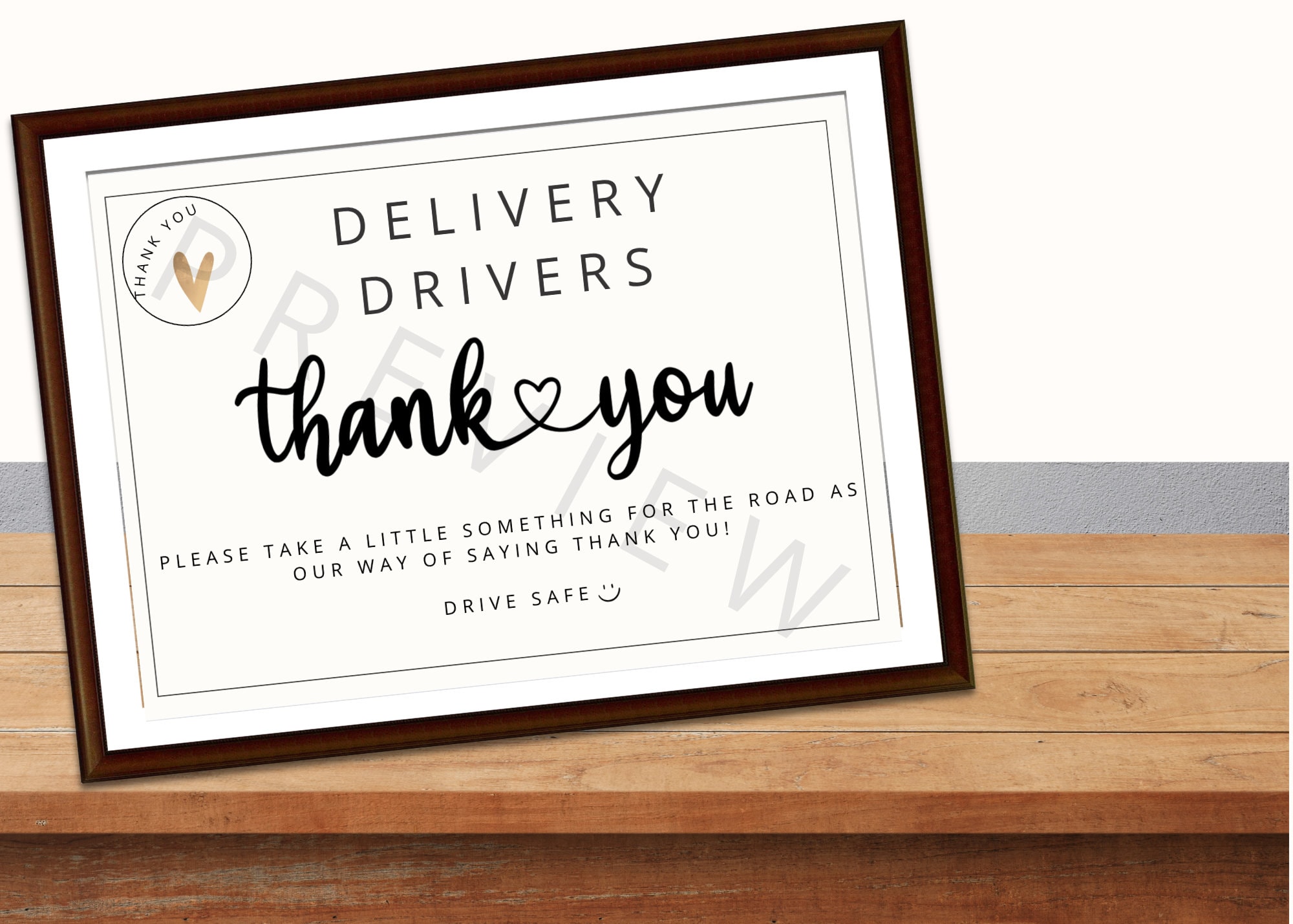 Delivery Driver Thank You Sign, Delivery Driver Snack Sign, Delivery ...