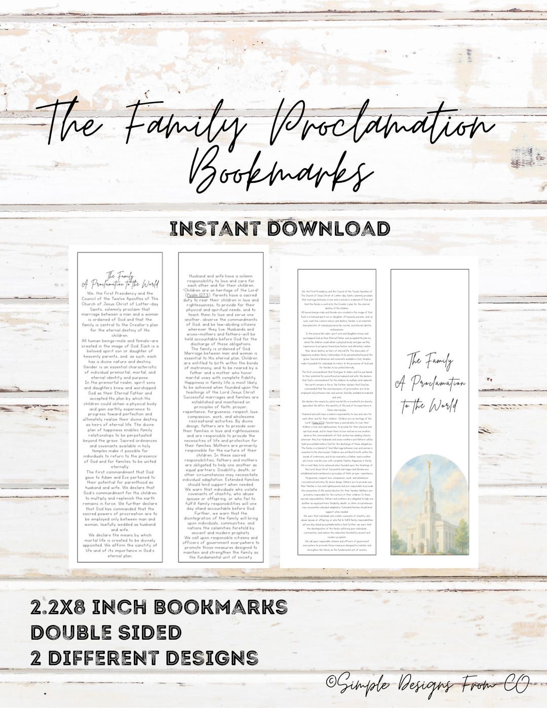 The Family Proclamation Bookmarks -LDS Printable -double-sided ...