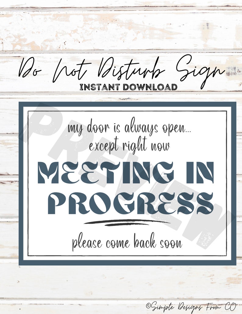 Do Not Disturb Door Sign Printable / Digital Download Work at Home Sign ...