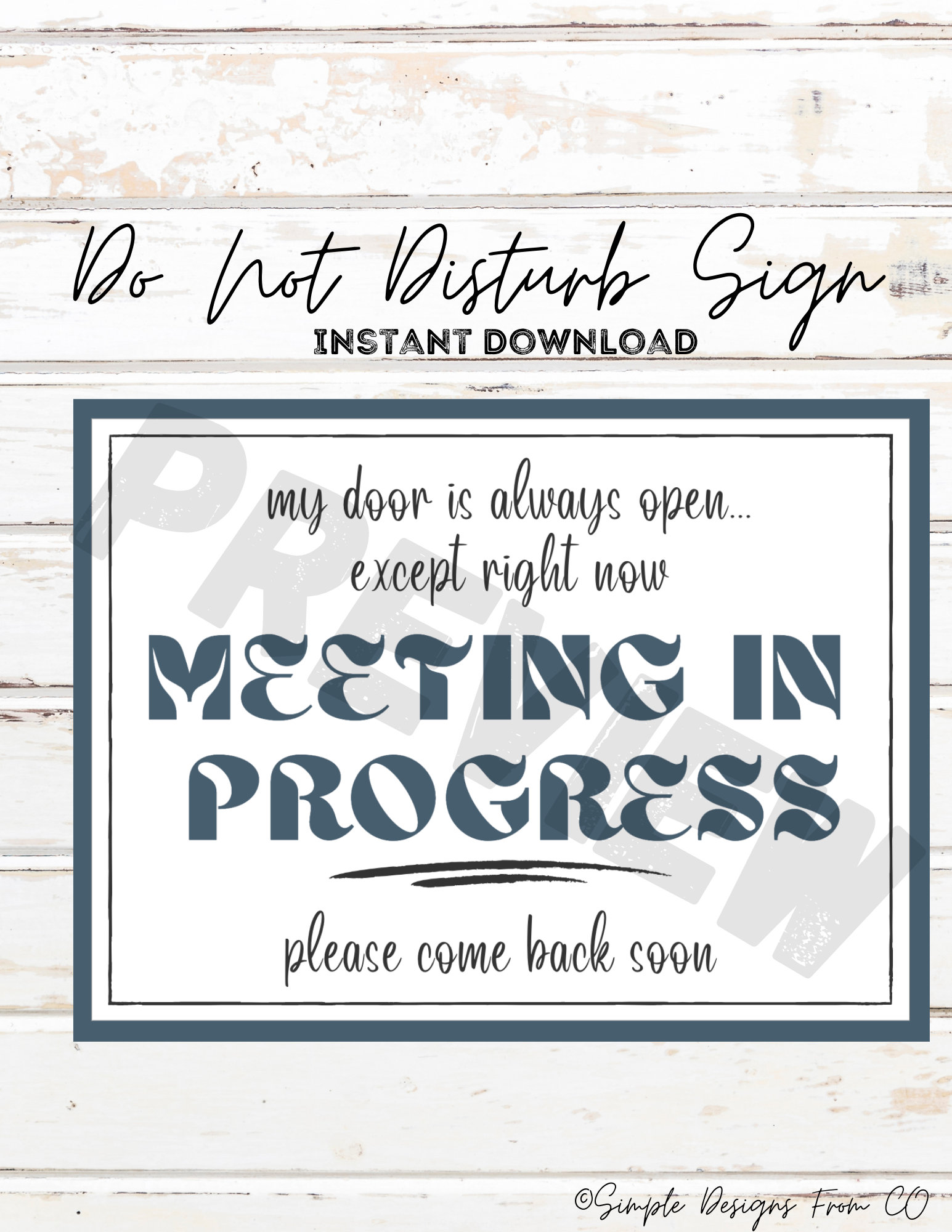 Do Not Disturb Door Sign Printable / Digital Download Work at Home Sign ...