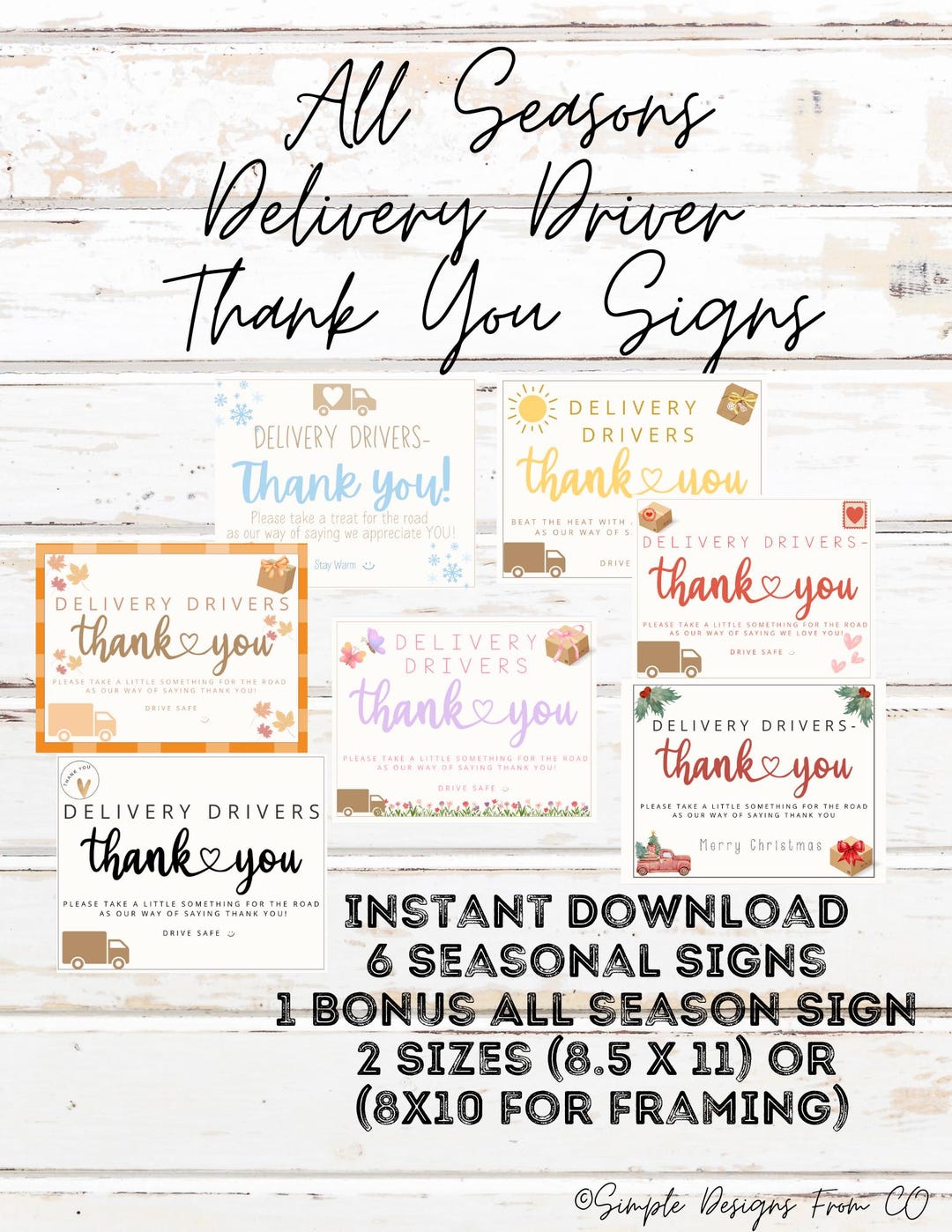 Delivery Driver Signs Bundle, Thank You All Seasons, Printable Delivery ...