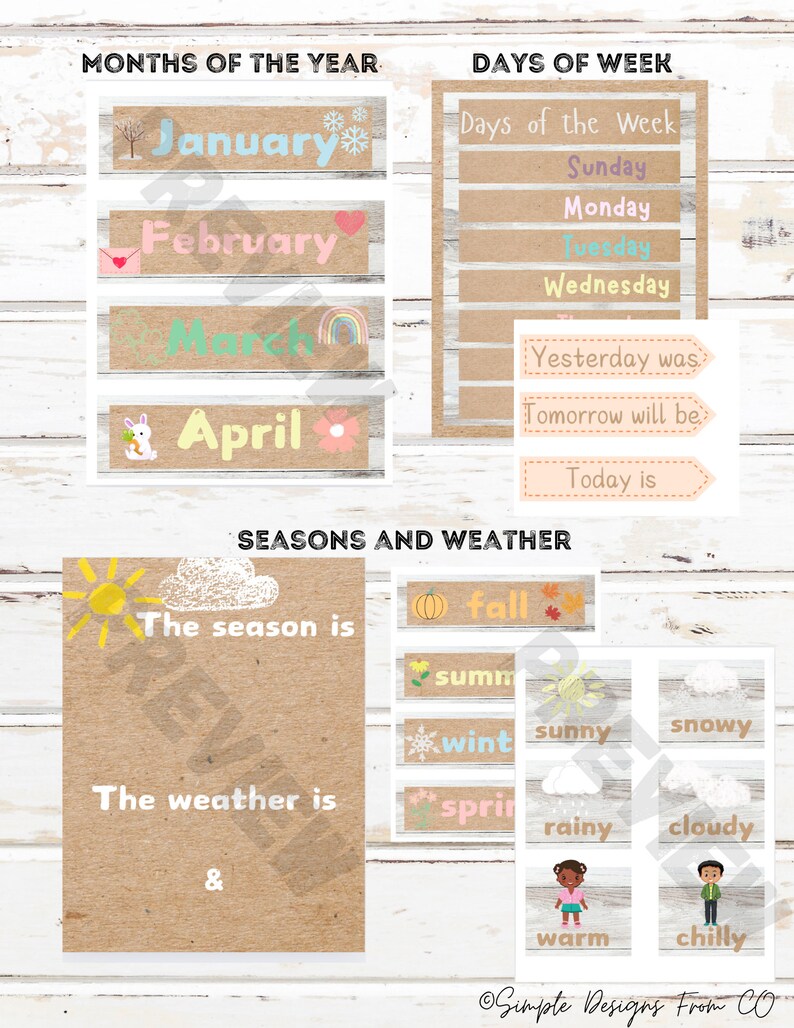 Rustic Pastel Calendar Kit - Birthdays, Seasons, Weather, Math ...
