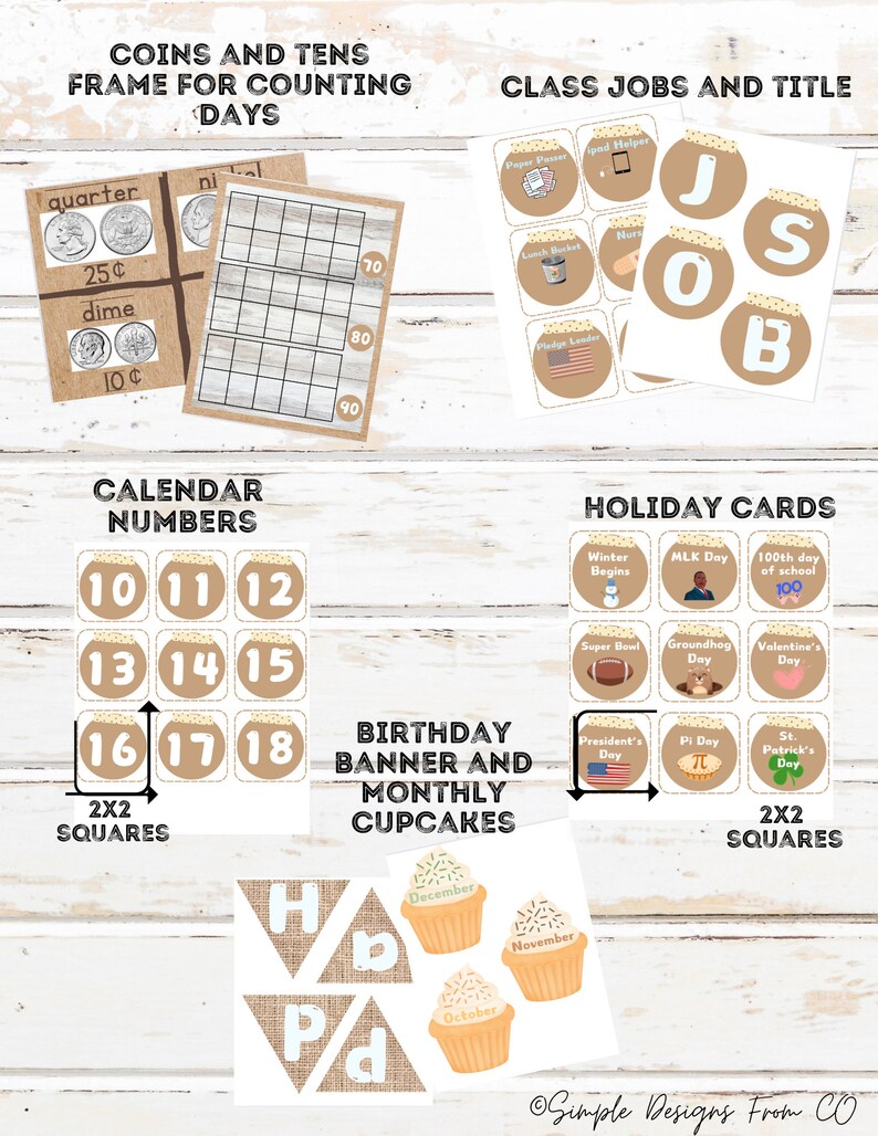 Rustic Pastel Calendar Kit - Birthdays, Seasons, Weather, Math ...