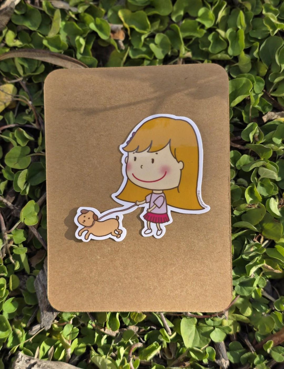 Happy Walk Sticker, Joyful Sticker, Cute Girl Sticker, Dog Lover ...