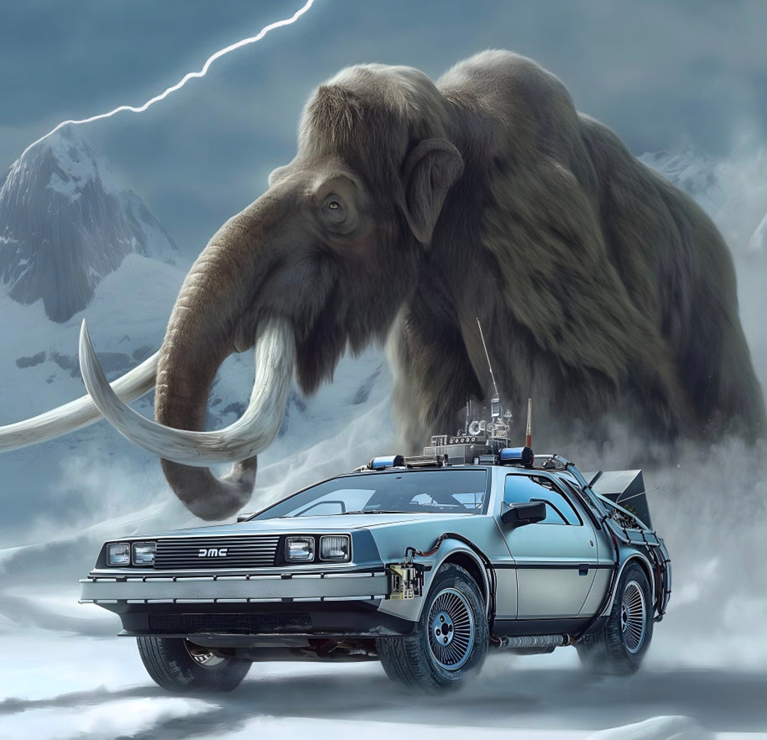 Back to the Future Delorean Goes Ice Age Poster - Etsy