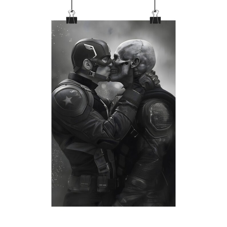 Captain America Kissing Red Skull Matte Vertical Poster - Etsy