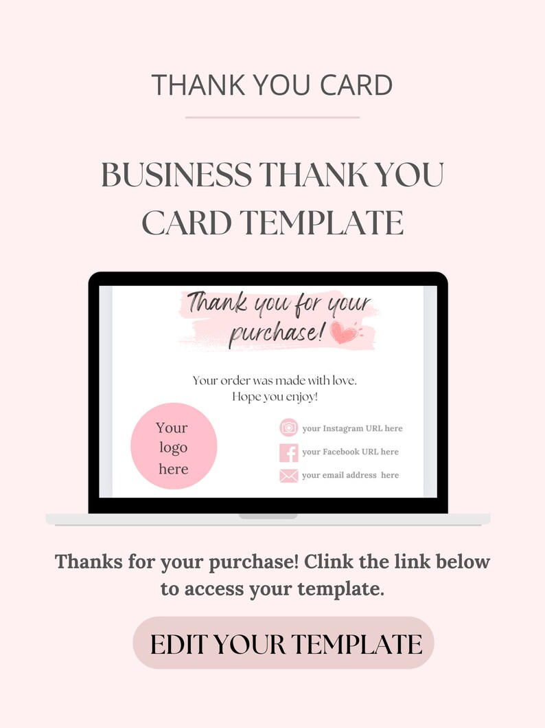 Thank You Card Template - Etsy