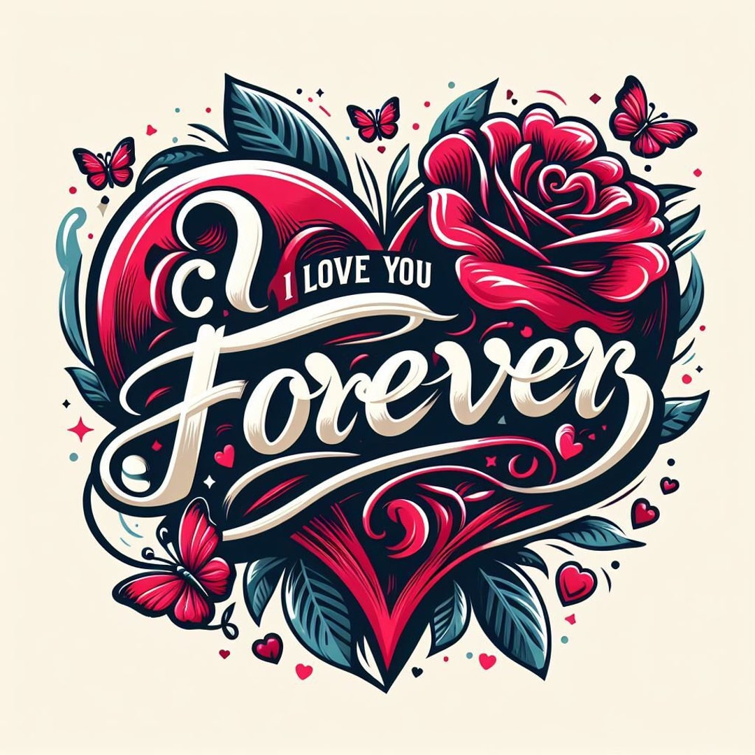 I Love You Forever Clipart Design for Mugs, Tshirts. Valentine Day Gift ...
