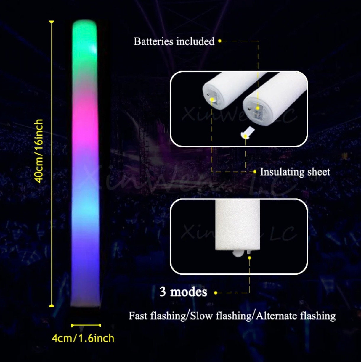 Customizable LED Foam Glow Sticks, Wands, Light up LED Foam Stick ...