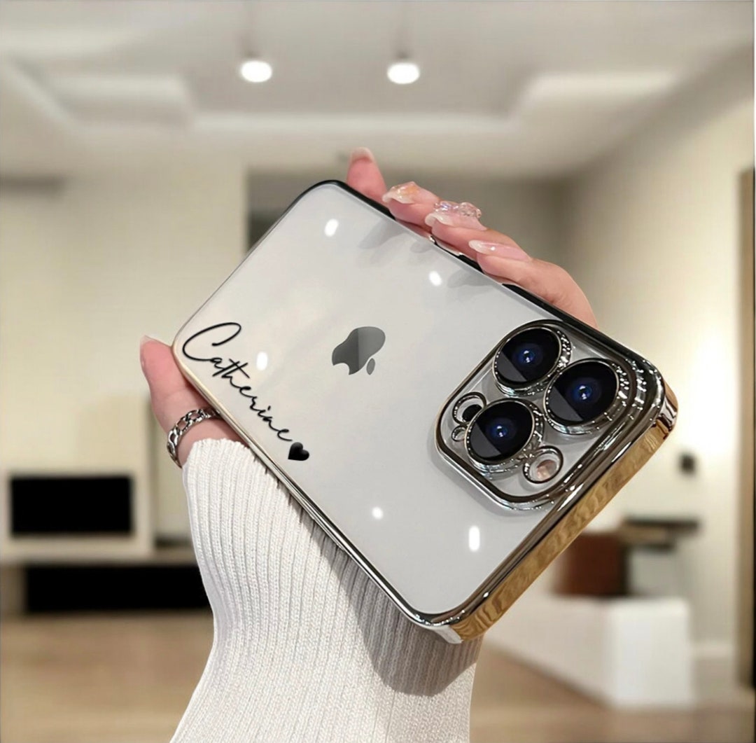Personalized Electroplated Transparent Heart Case for iPhone 17 16 15 ...